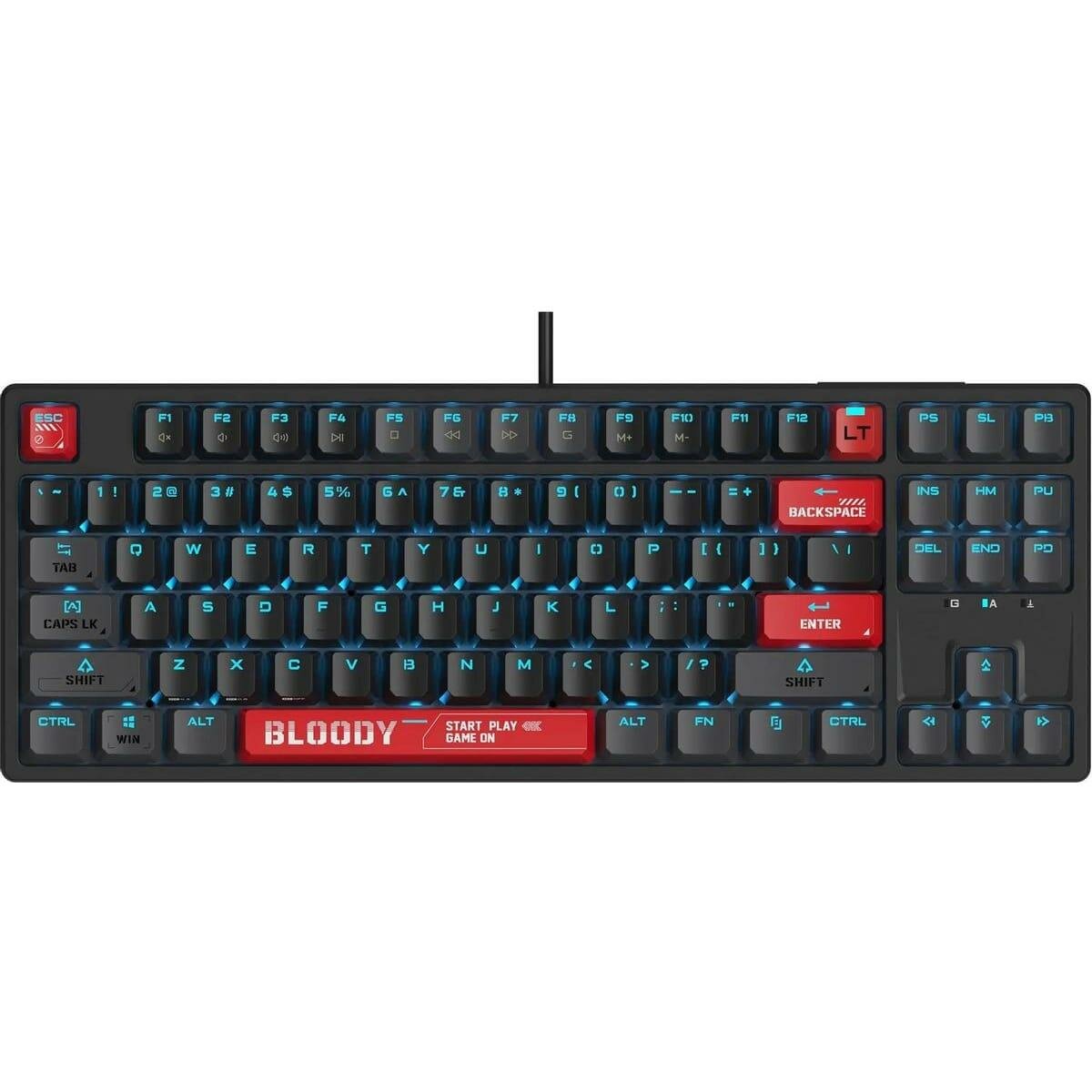 Клавиатура A4TECH Bloody AT87, USB, черный + красный