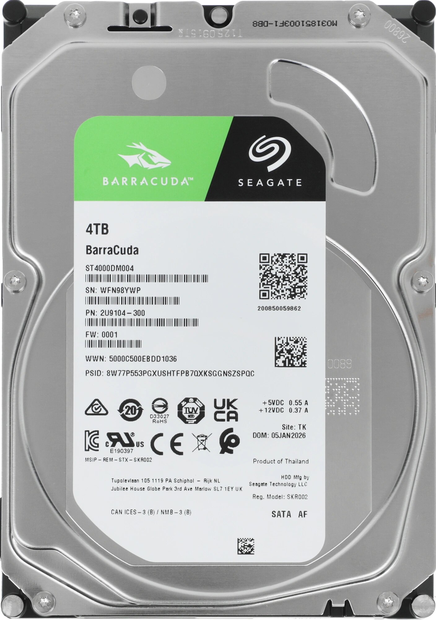 Жесткий диск Seagate SATA-III 4TB ST4000DM004 Barracuda 4KN (5400rpm) 256Mb 3.5" Rtl