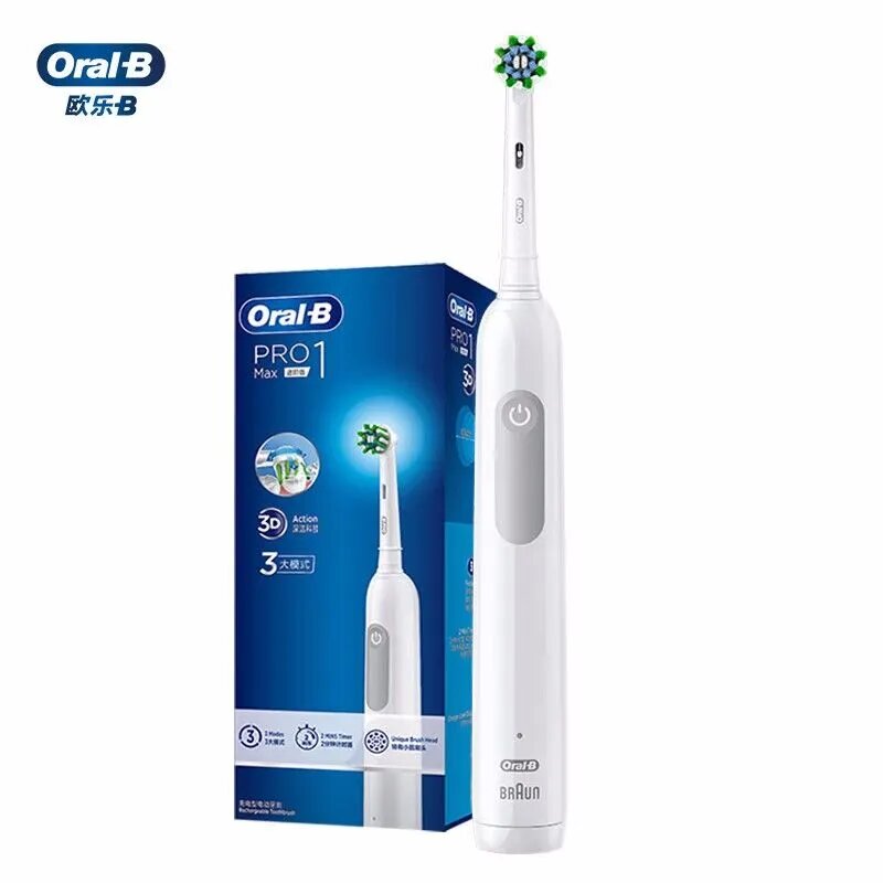 Электрическая зубная щётка Oral-B Pro Series 1, с датчиком давления, 3 режима, CN, Белый