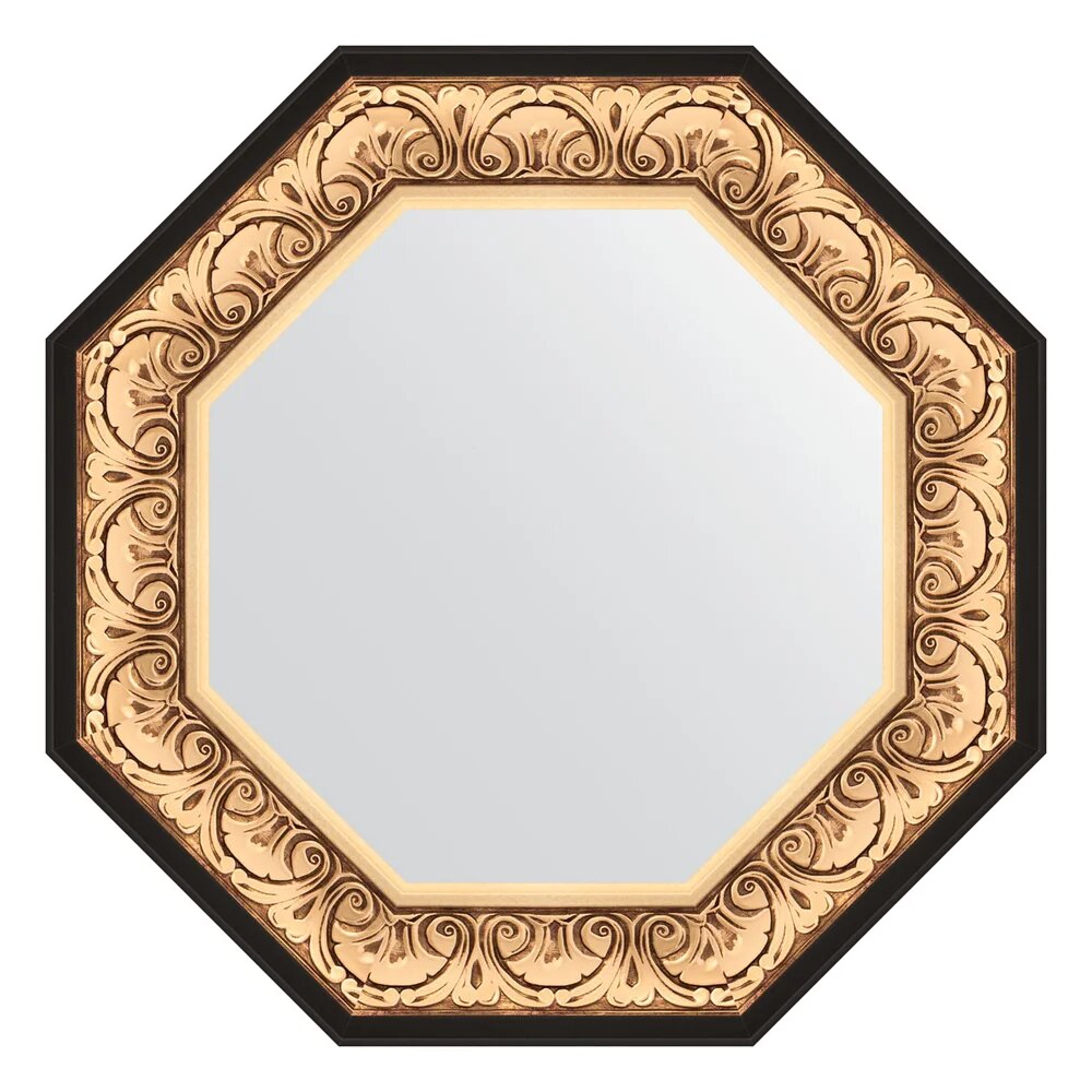 Зеркало Evoform Octagon BY 7380 65 65 см, в золотой раме, зеркало настенное в ванную