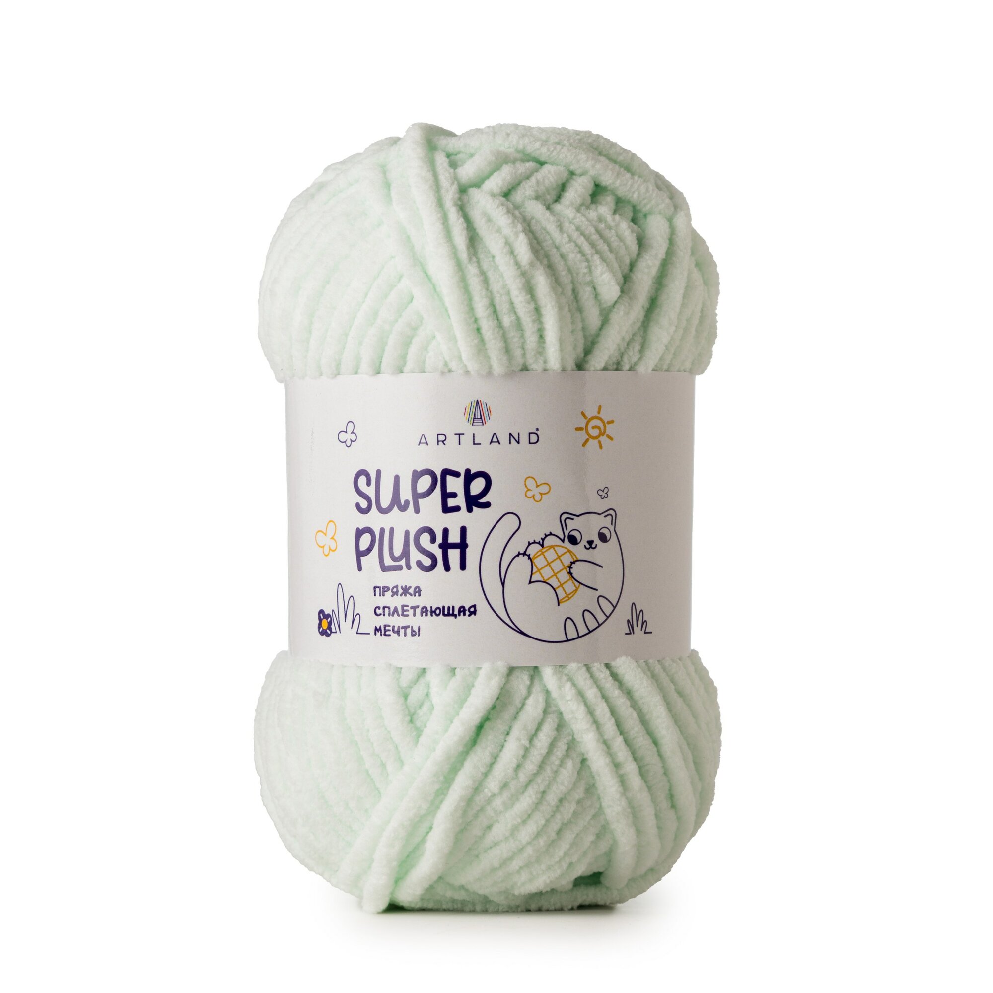 Пряжа для вязания плюшевая Super Plush Artland 1 моток (60 м, 50гр), цвет 25 мята