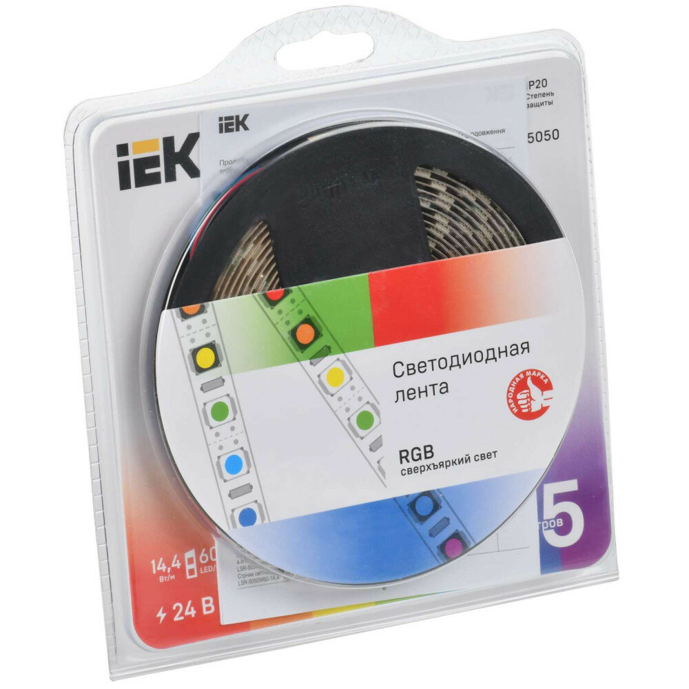 Лента IEK LED 5м LSR-5050RGB60-14,4-IP20-24В