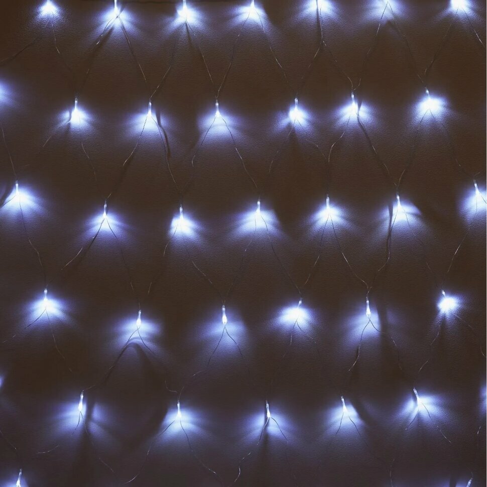 Гирлянда светодиодная холодный бел, 96LED(1,5х1,5м) прозр пров IP20, 1823879