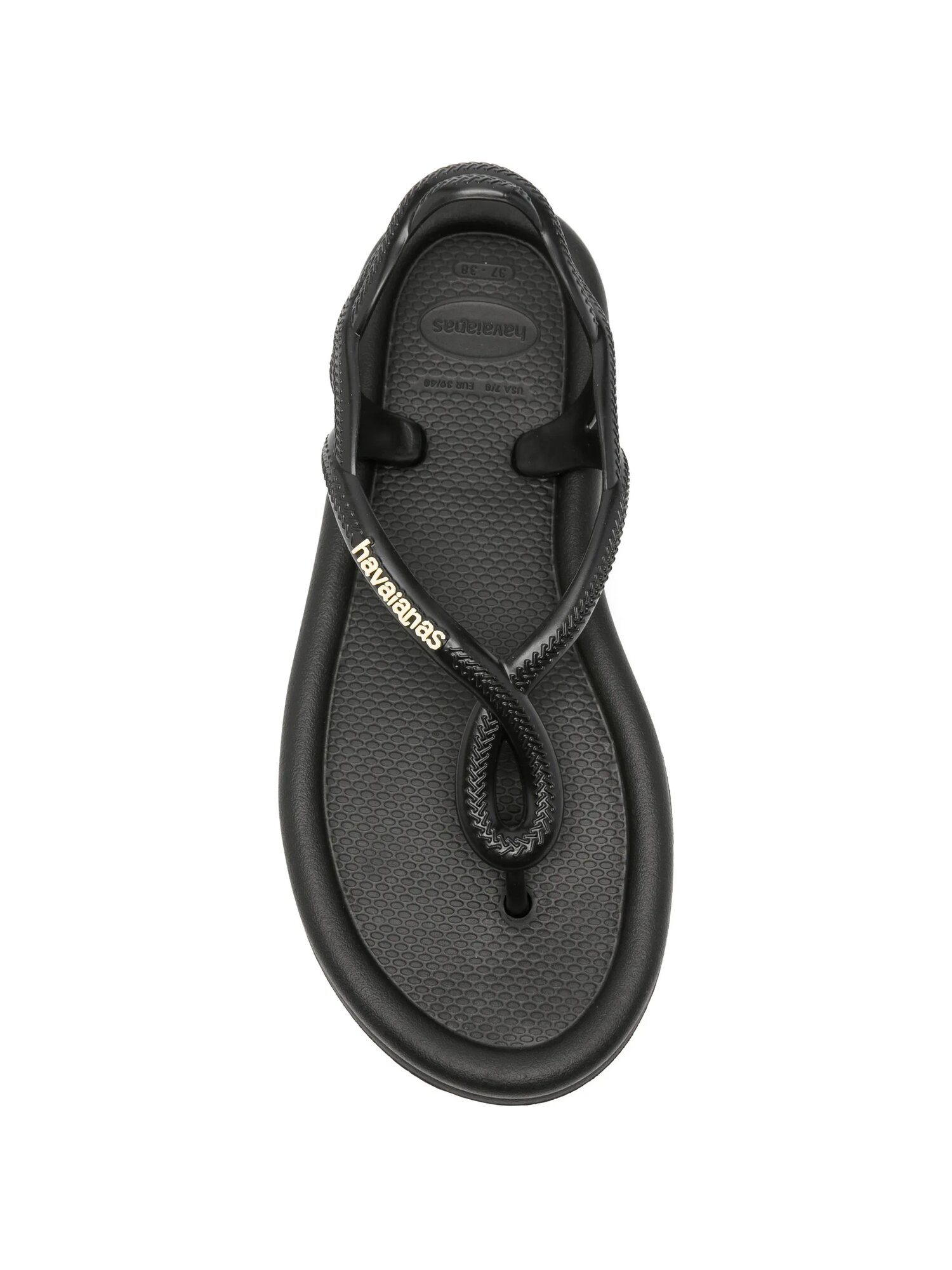 Шлёпанцы havaianas Luna Puffed braided-strap flip flops, размер 41-42 EU, black/black — фото 1