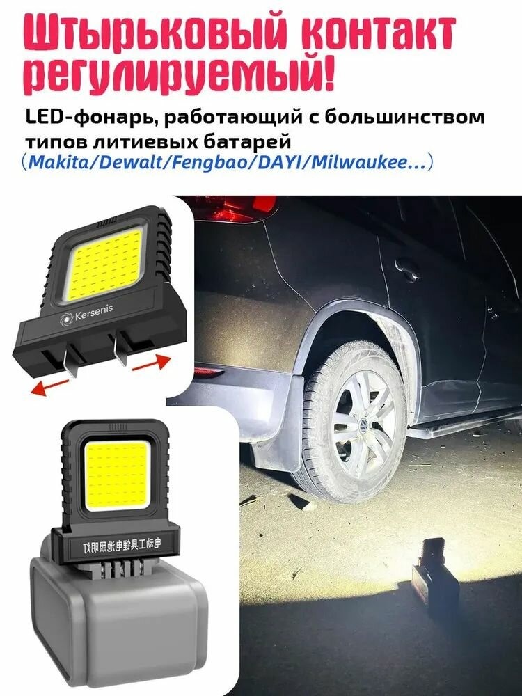 Kersenis универсальная LED-рабочая лампа для аккумуляторов 20-21В, широкая засветка, освещение на стройплощадках