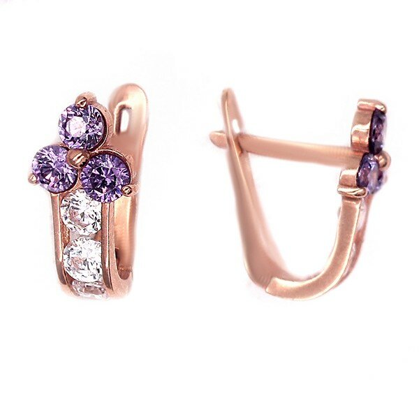 Серьги, красное золото, 585 проба, фианит