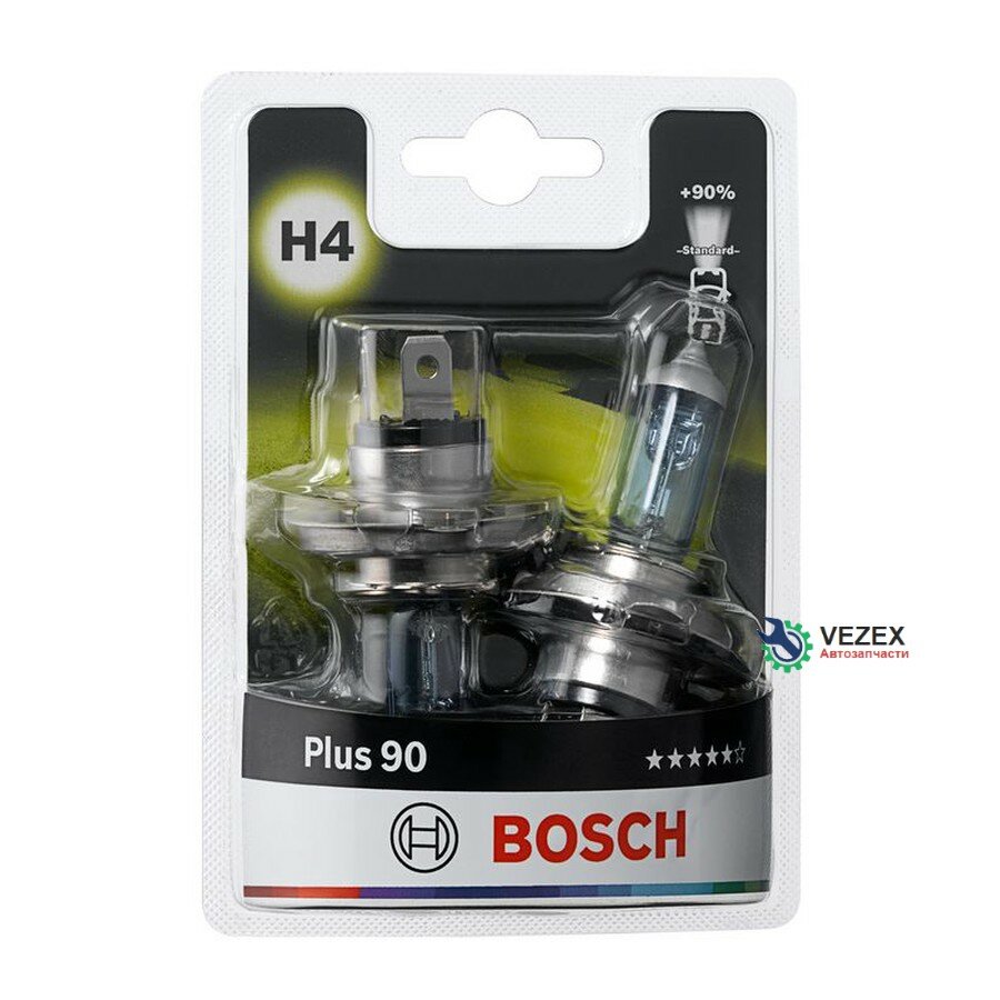 BOSCH 1987301422 Лампа H4 12V 60/55W Plus 90 (упаковка 2 шт) (замена 1987301074)