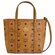 Сумка MCM, фактура тиснение, cognac