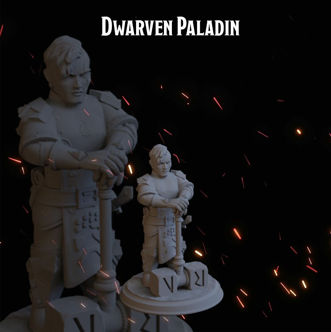 Паладин Дварф женщина 35,5мм фигурки/миниатюры (ДнД, DnD, D&D, Dungeons & Dragons, Pathfinder, Подземелья и Драконы, Wargames)