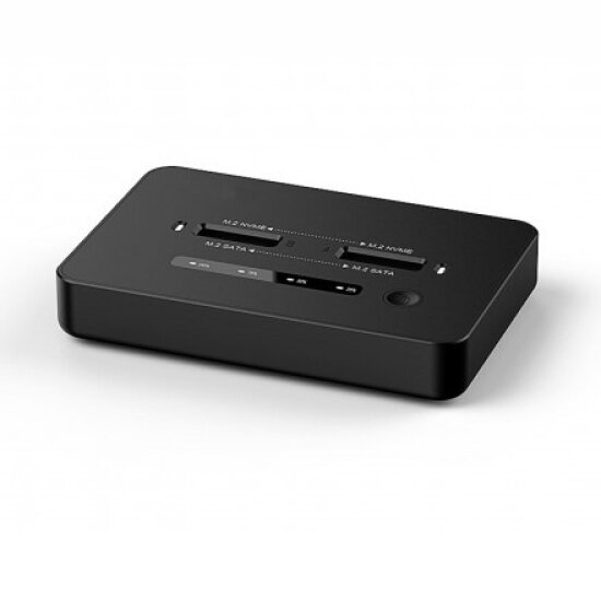 Док станция USB Ks-is KS-911C для двух накопителей M.2 NVMe, NGFF RGB подсветка