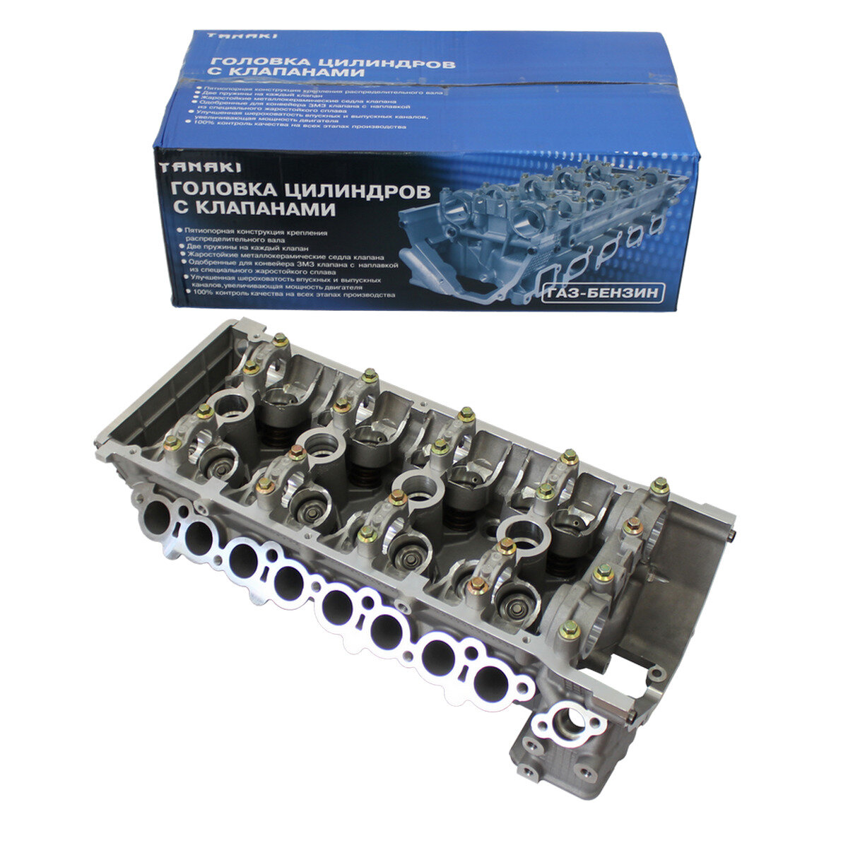 Головка цилиндров ЗМЗ-40524, 40525, 40904; EURO-III, АИ-92/газ с клапанaми с прокладкой TANAKI Co. Ltd