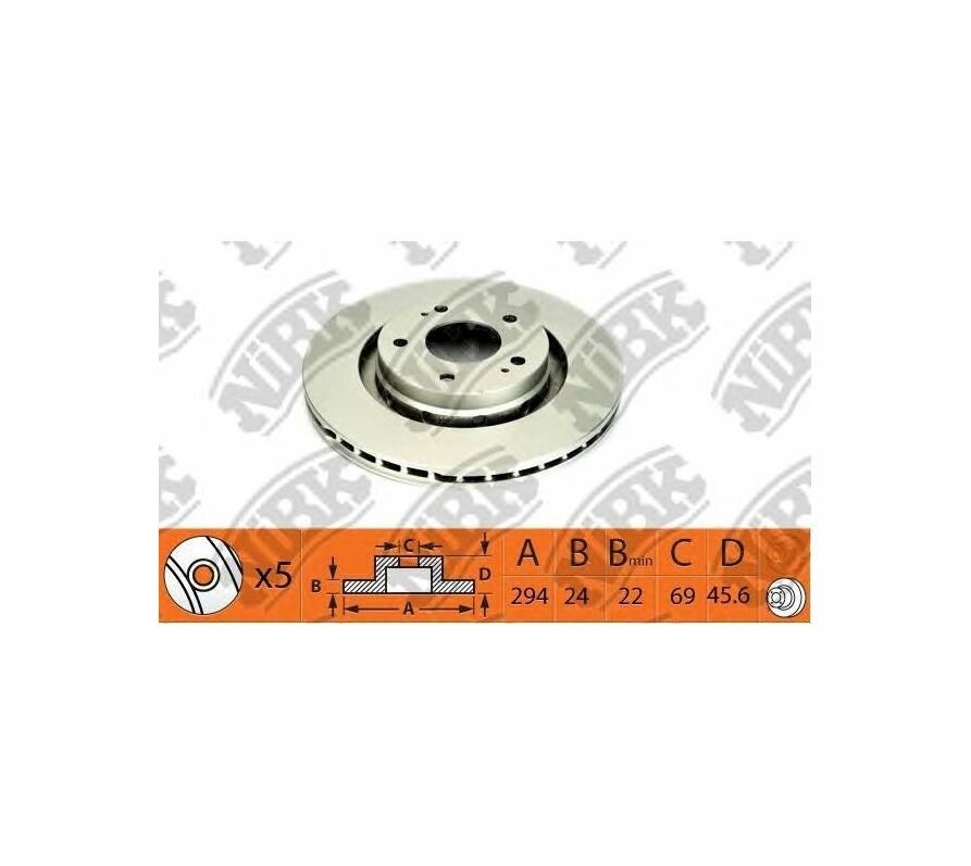Диск тормозной передний NIBK RN1403 для а/м Citroen C-Crosser, Mitsubishi Outlander (CU, CW)
