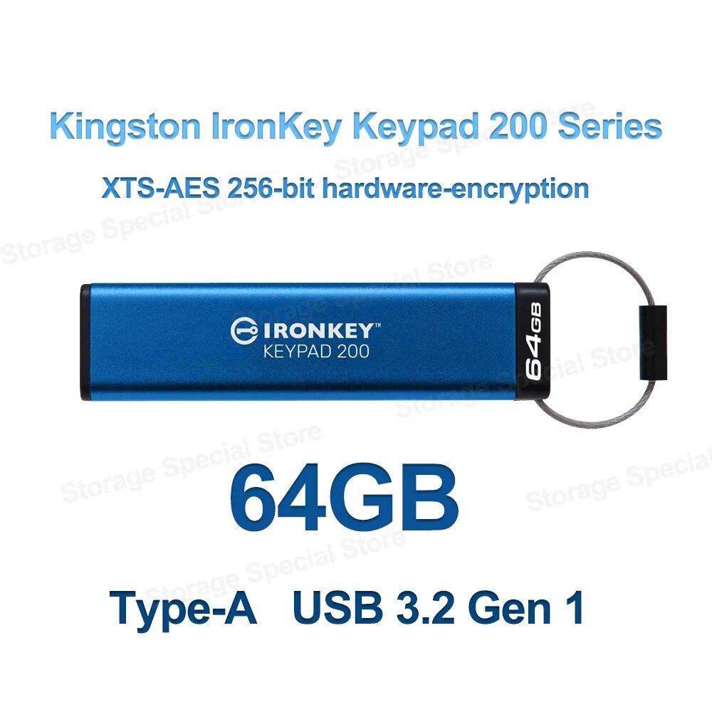 Kingston IronKey Keypad 200, 64GB USB 3.2 Gen 1