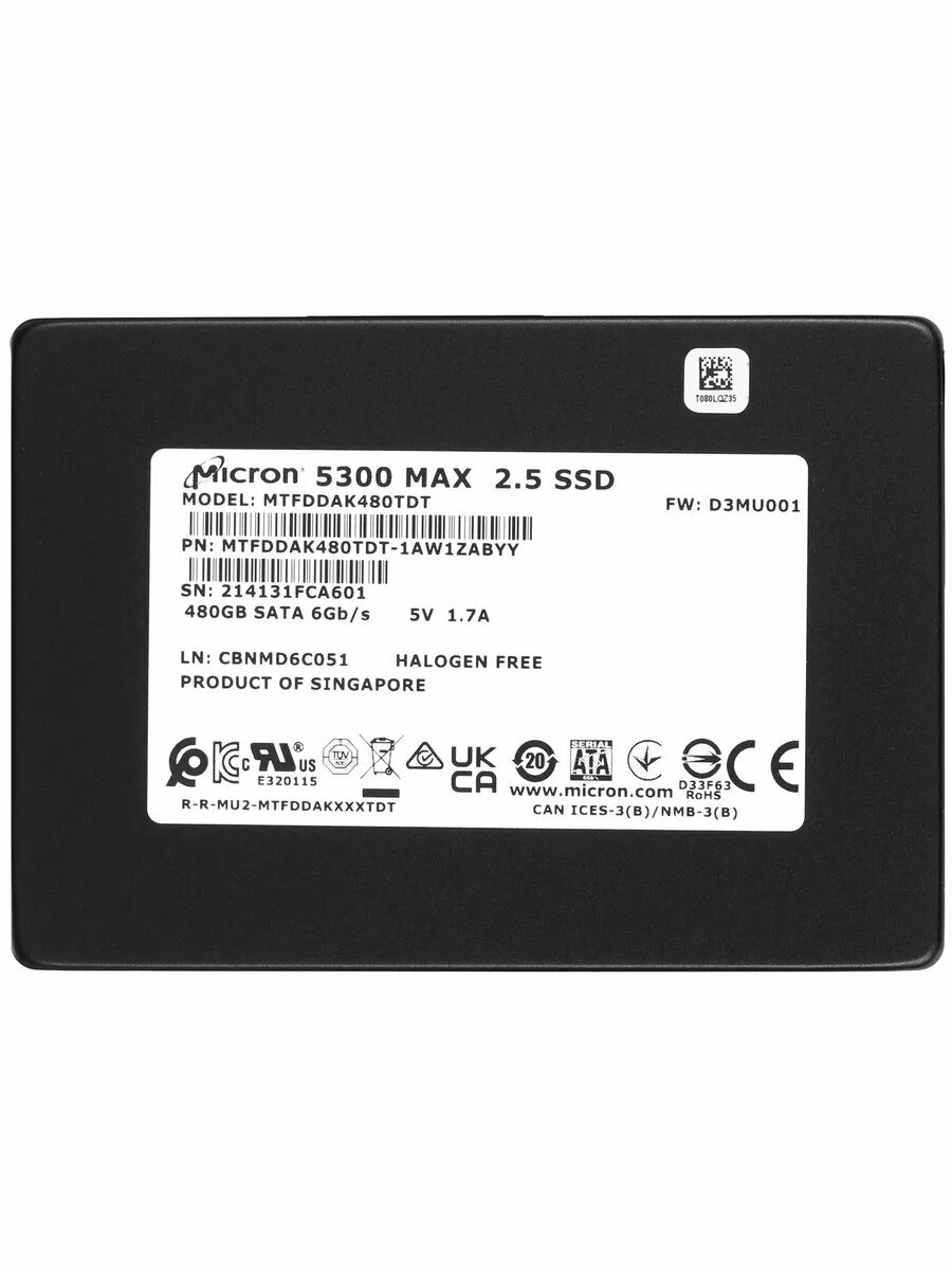 480 ГБ SSD Micron 5300 MAX MTFDDAK480TDT-1AW1ZABYY - SATA III
