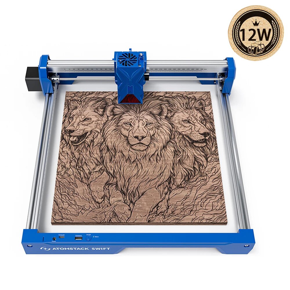 Новый лазерный гравер для самодельного изготовления ATOMSTACK Swift 7W DIY Laser Cut Engraving Machine для гравировки логотипов на дереве, окрашенном акриле, стекле, кожеве Портативный лазерный гравер