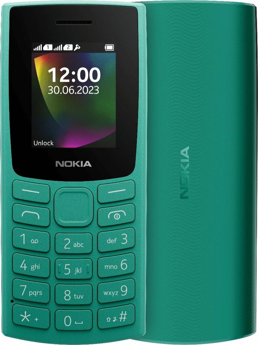 Телефон кнопочный мобильный Nokia 106 DS TA-1564 зеленый моноблок 2Sim 1.8" 120x160 Series 30+ GSM900/1800 GSM1900 FM microSD max32Gb (1GF019BPJ1C031GF019BPJ1C03)