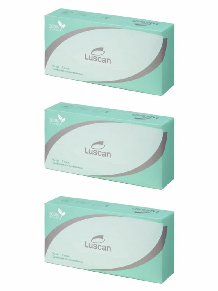 Luscan Косметические салфетки 3 слоя, 80 шт, 3 уп
