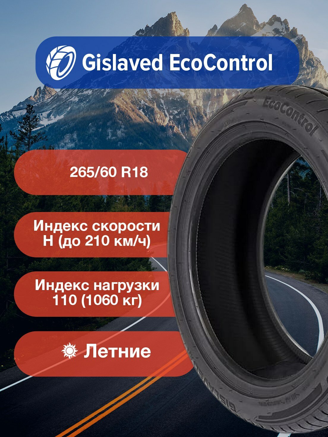 Легковые Летние Шины GISLAVED EcoControl 265/60Р18 110H б/к-16100120330 для легковых автомобилей и кроссоверов