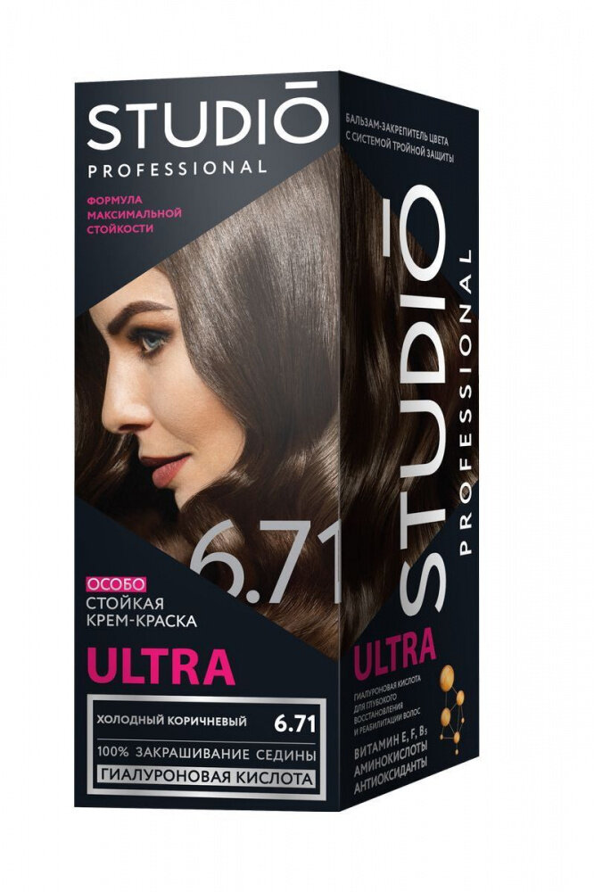 Studio Professional Essem Hair Краска для волос STUDIO professional 6.71 Холодный коричневый для седых волос