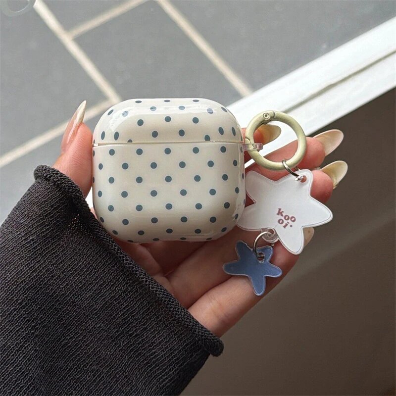 Глянцевый чехол для наушников INS с узором в горошек для Airpods 4, For AirPods 1 or 2, Pendant D
