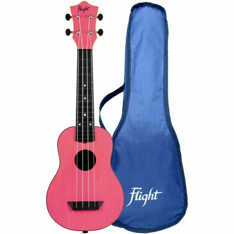 FLIGHT TUS-35 PK - укулеле Travel, сопрано, верхняя дека липа, копус пластик, цвет розовый. Чехол в комплекте