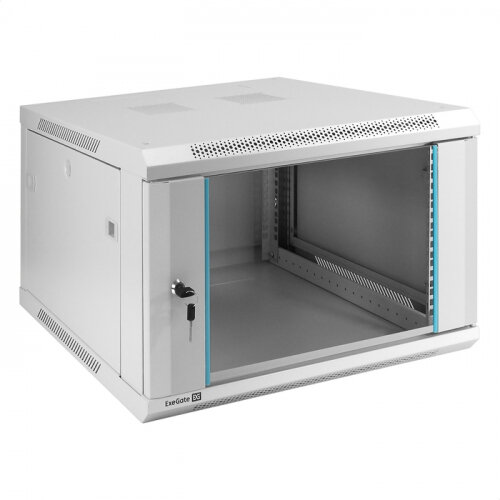 Шкаф телекоммуникационный Exegate 19" настенный 6U EC-WM-6U.600. G. GREY (19”, 6U, 600x600x370mm (ШхГхВ), передняя дверь закаленное стекло, съемные боковые панели, пыле- и влагозащита IP23, светло-серый RAL 7035)