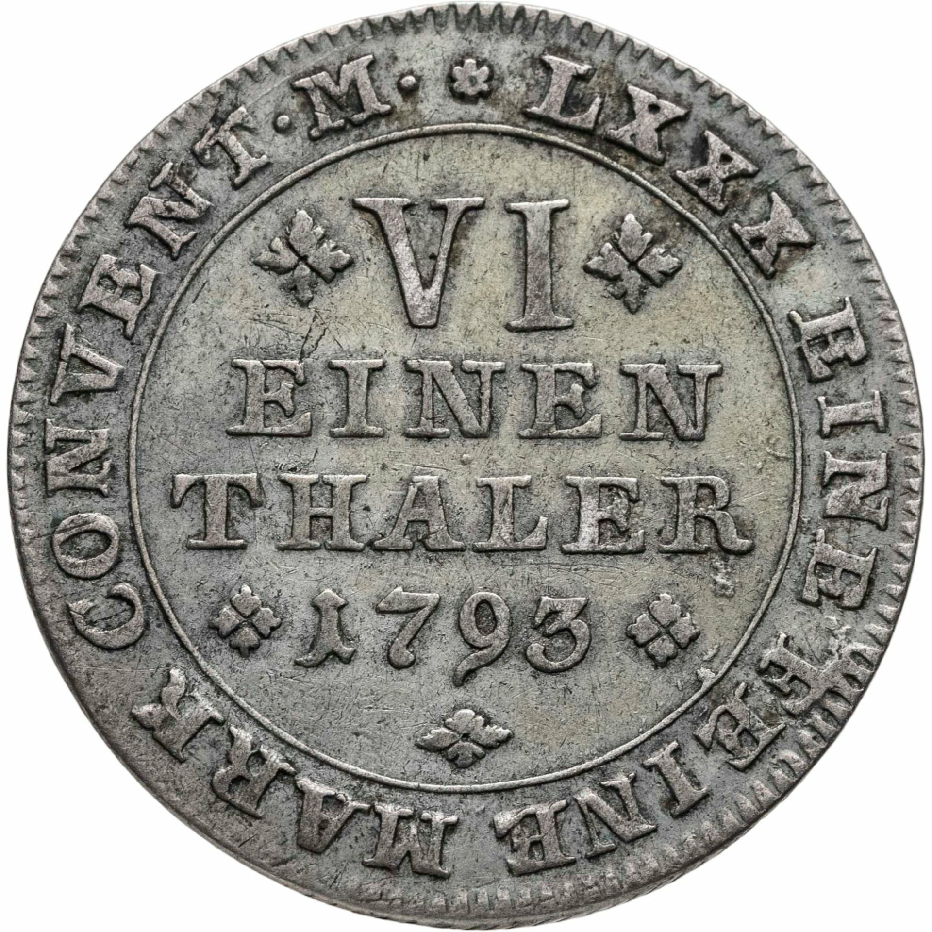 Брауншвейг-Вольфенбюттель 1/6 талера 1793, Серебро, в сохранности VF