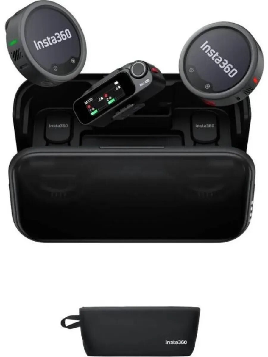 Микрофон и передатчик insta 360 mic pro (2TX+1RX), двухканальный.