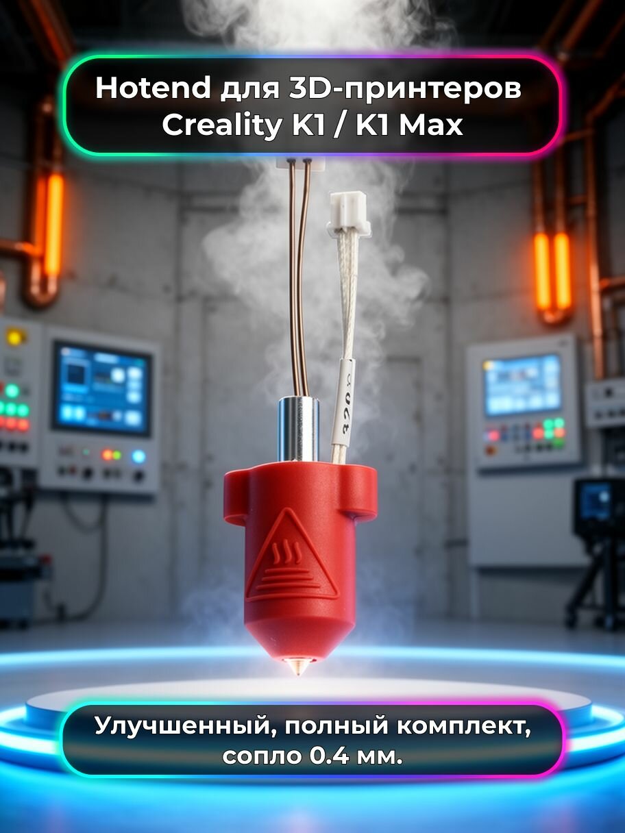 Хотенд улучшенный в сборе для Creality K1 / K1 Max, керамический нагреватель 24V 60Вт, латунное сопло 0.4 мм, биметаллический термобарьер, замена оригинального