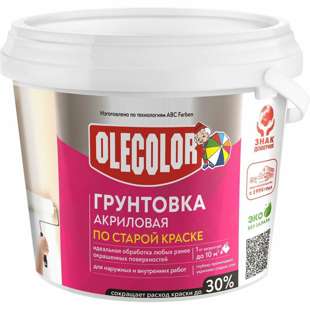 Акриловая грунтовка OLECOLOR по старой краске, 3 кг 4300004534