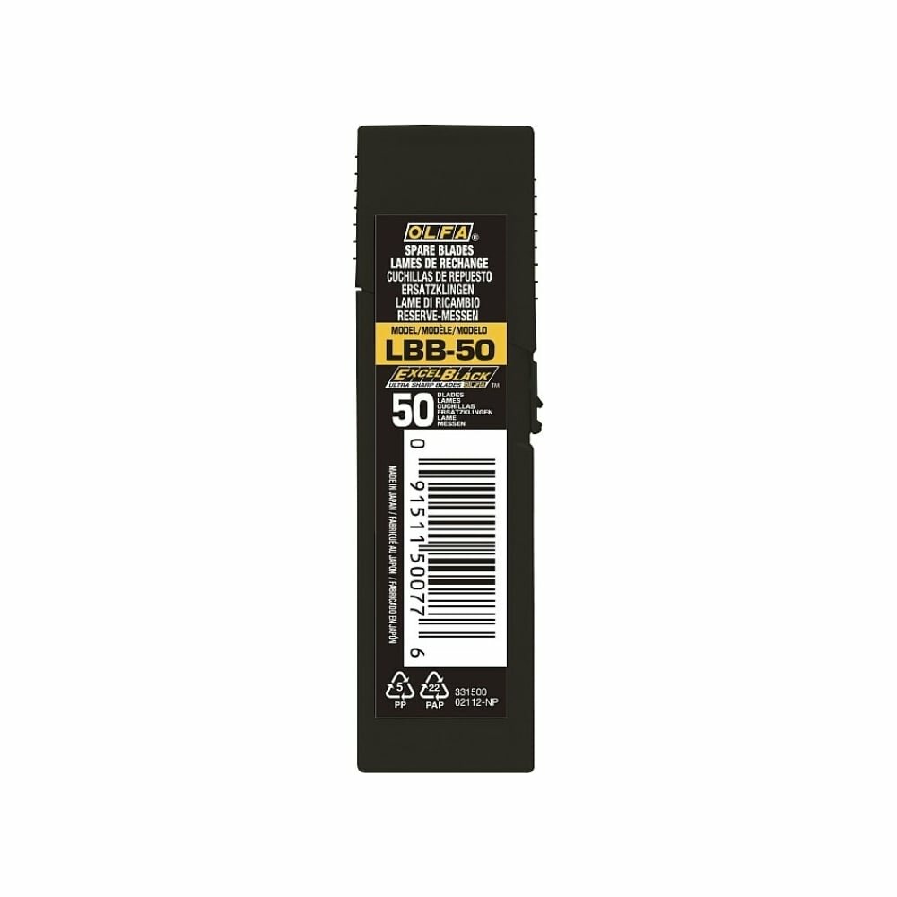 Сегментированные лезвия OLFA Excel black 18 мм, 50 шт, в боксе OL-LBB-50 — фото 1