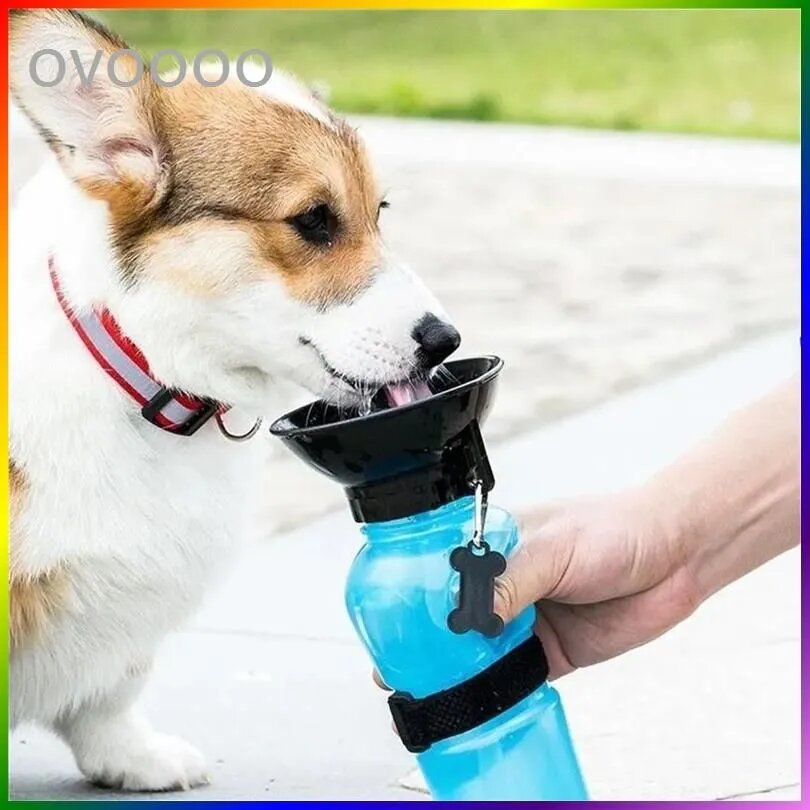Портативная поилка для собак Portable-Pet-Bottle-01, 500 мл, голубая