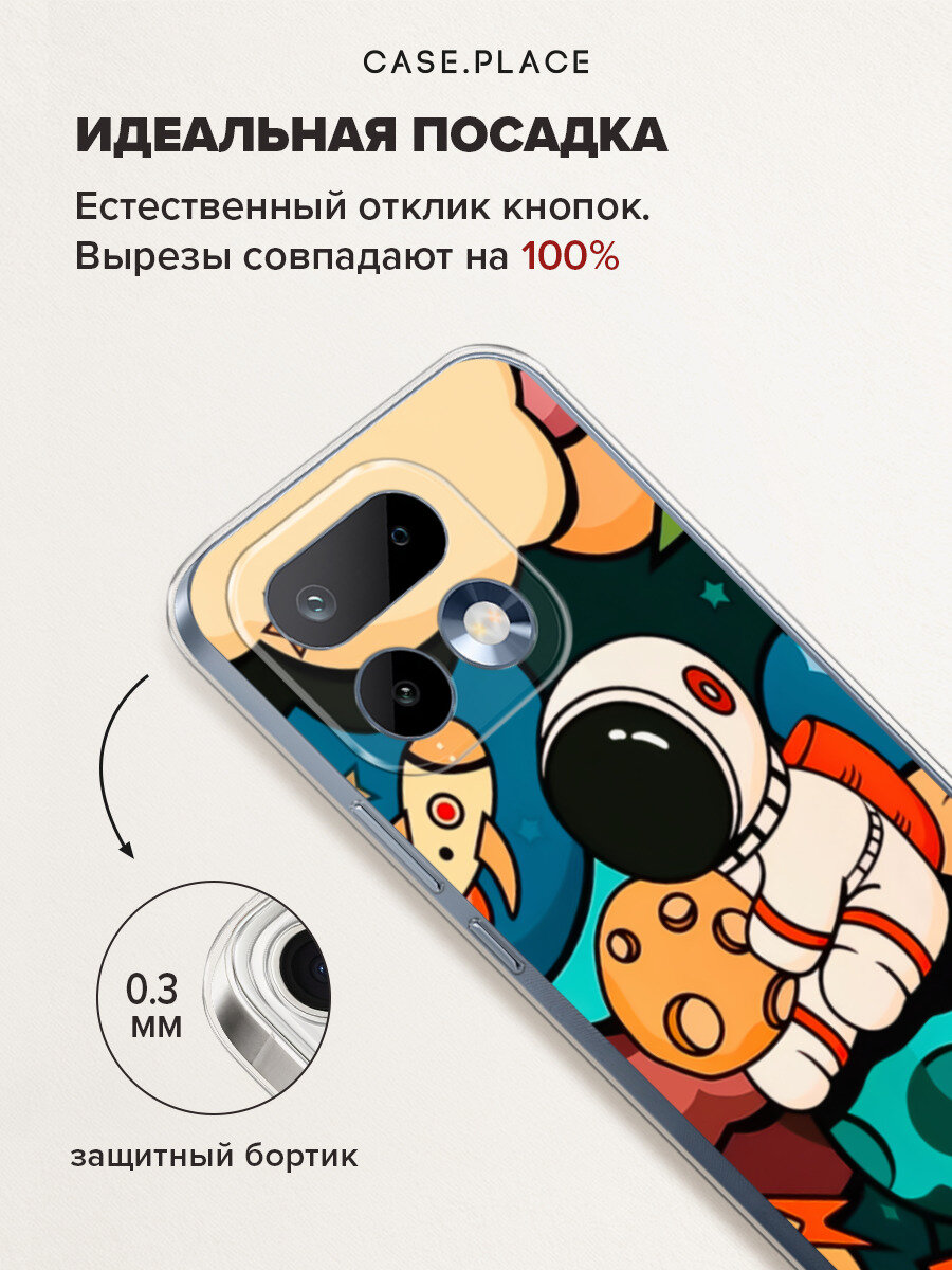 Силиконовый чехол на Realme 16 Pro / Реалми 16 Про с принтом космонавт — фото 1