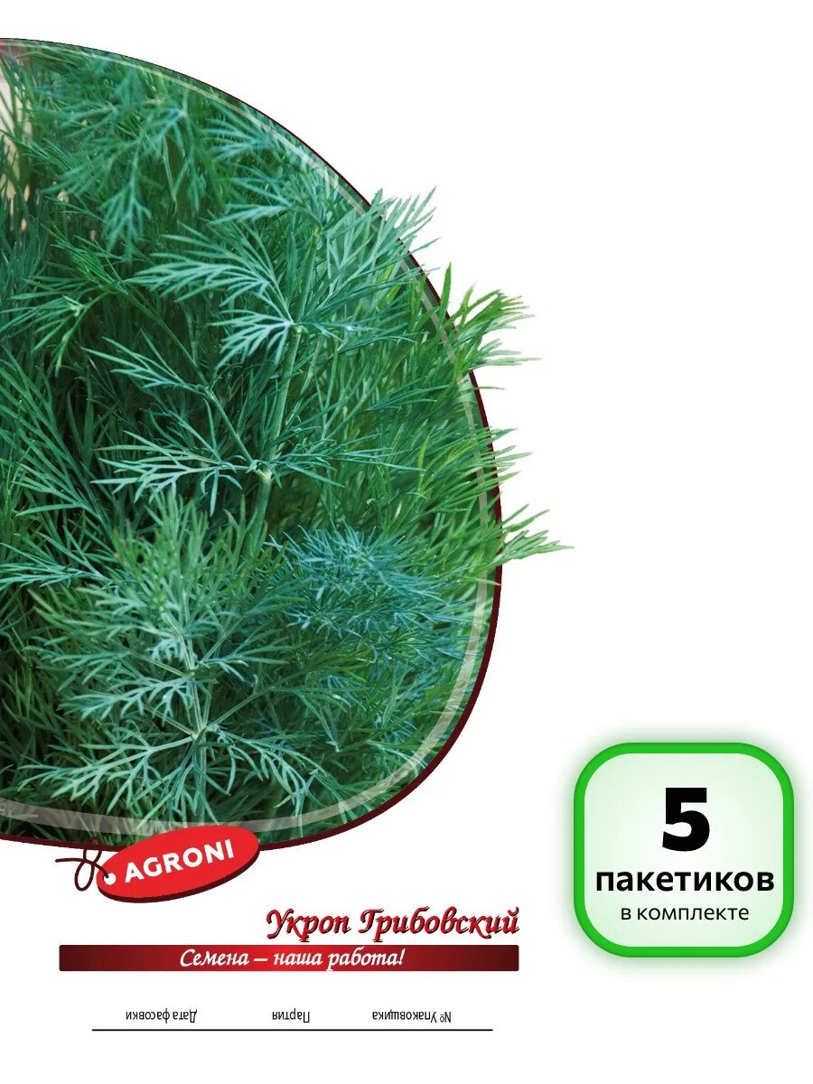 (5 шт.) - Семена Укроп Грибовский (2,0г)