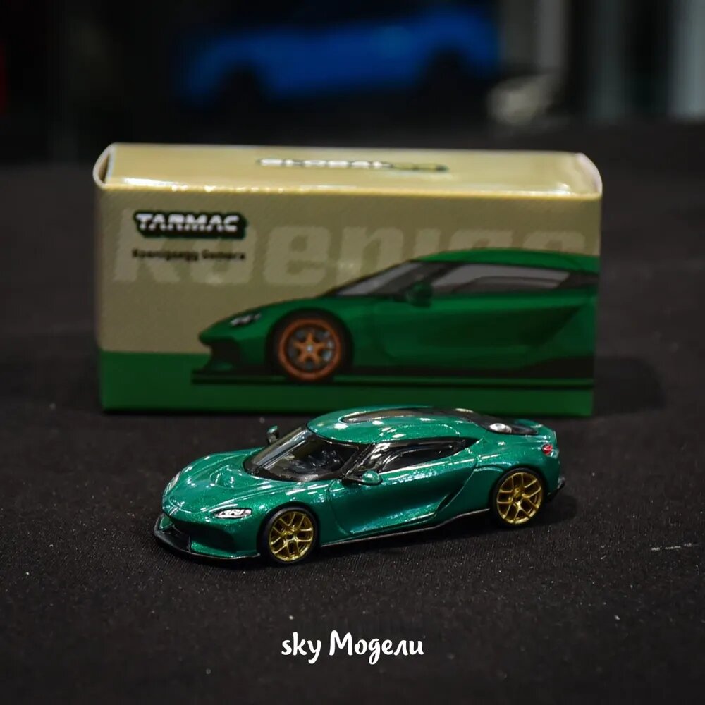 Машинка Tarmac works 1:64 Koenigsegg Gemera Green, Металлическая модель, 7 см