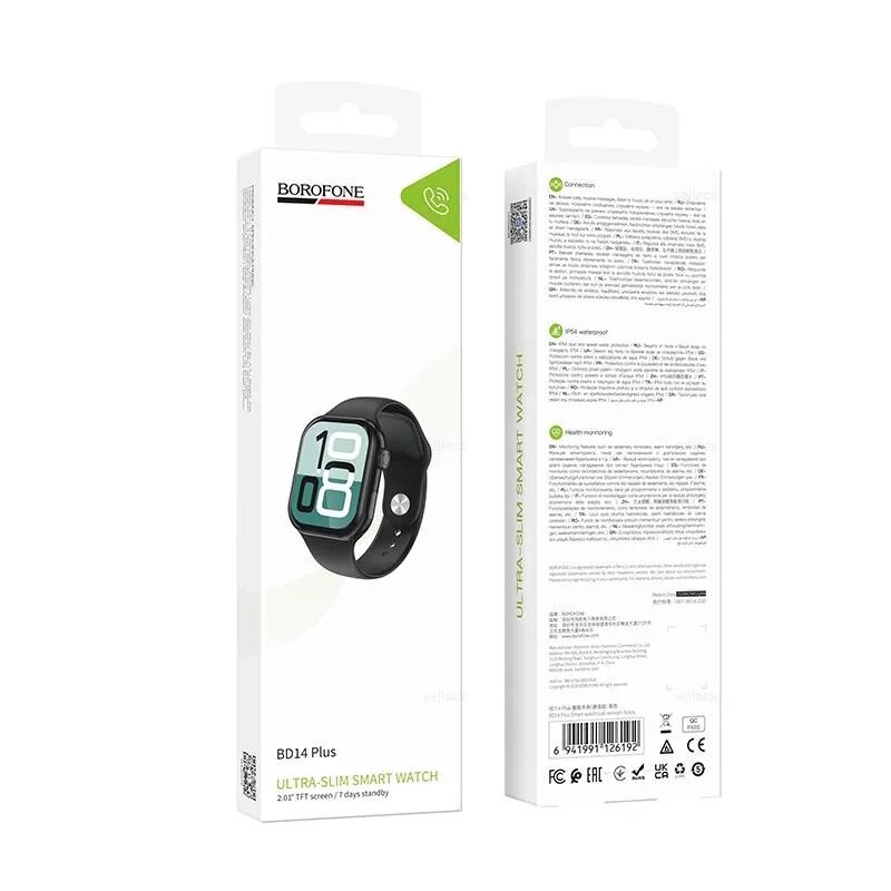 Смарт-часы Borofone BD14 PLUS (call version) 2.01 TFT; разрешение: 240 * 296", 200mAh, Black д
