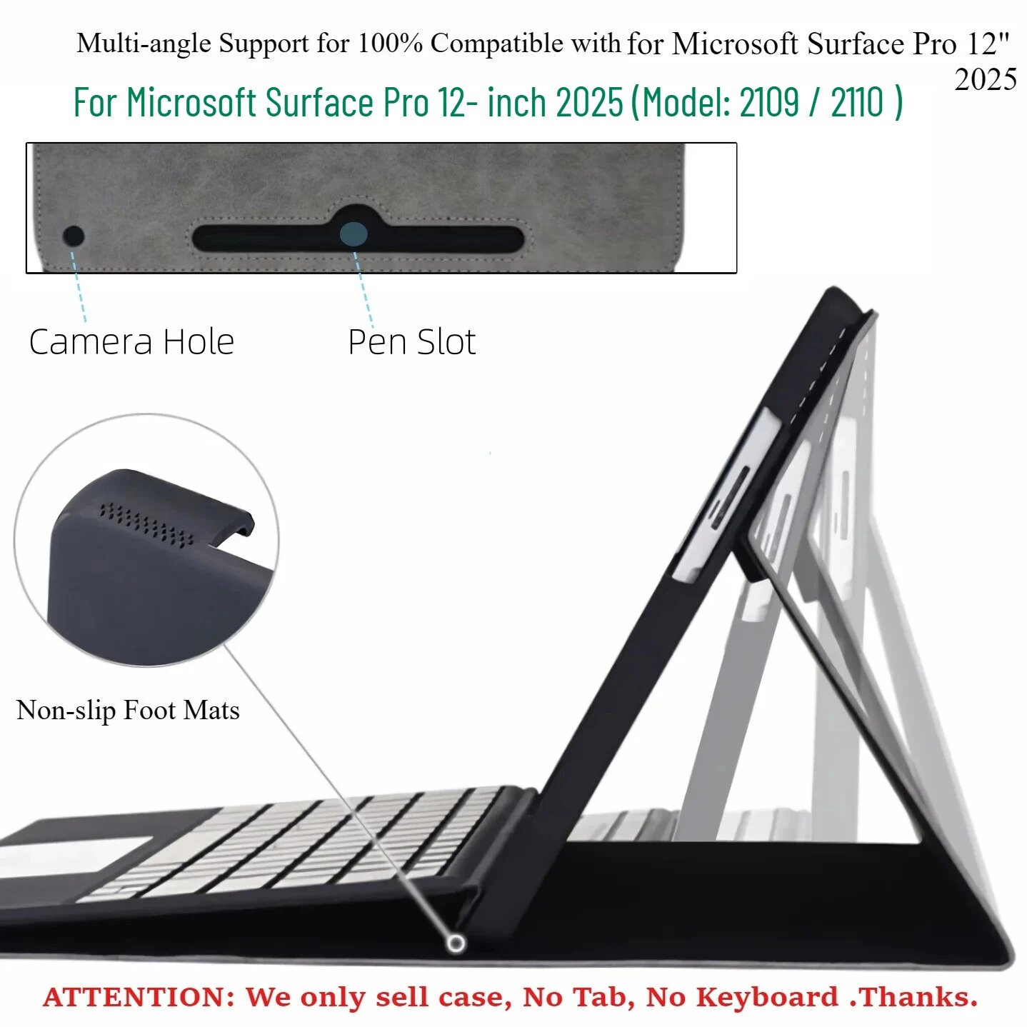 Чехол-портфель для Microsoft Surface Pro 12" 2025, Grey — фото 1