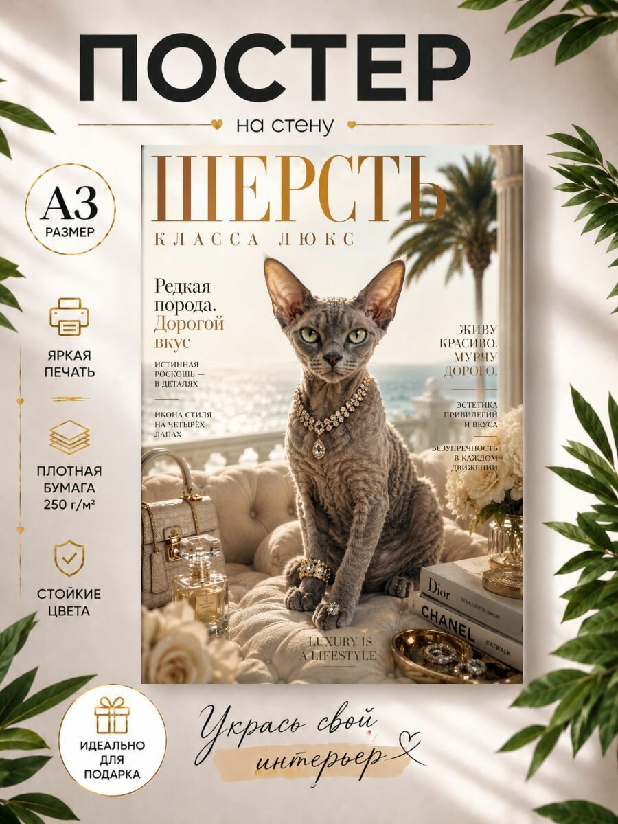 Смешной постер с кошкой прикольный подарок кошатнице