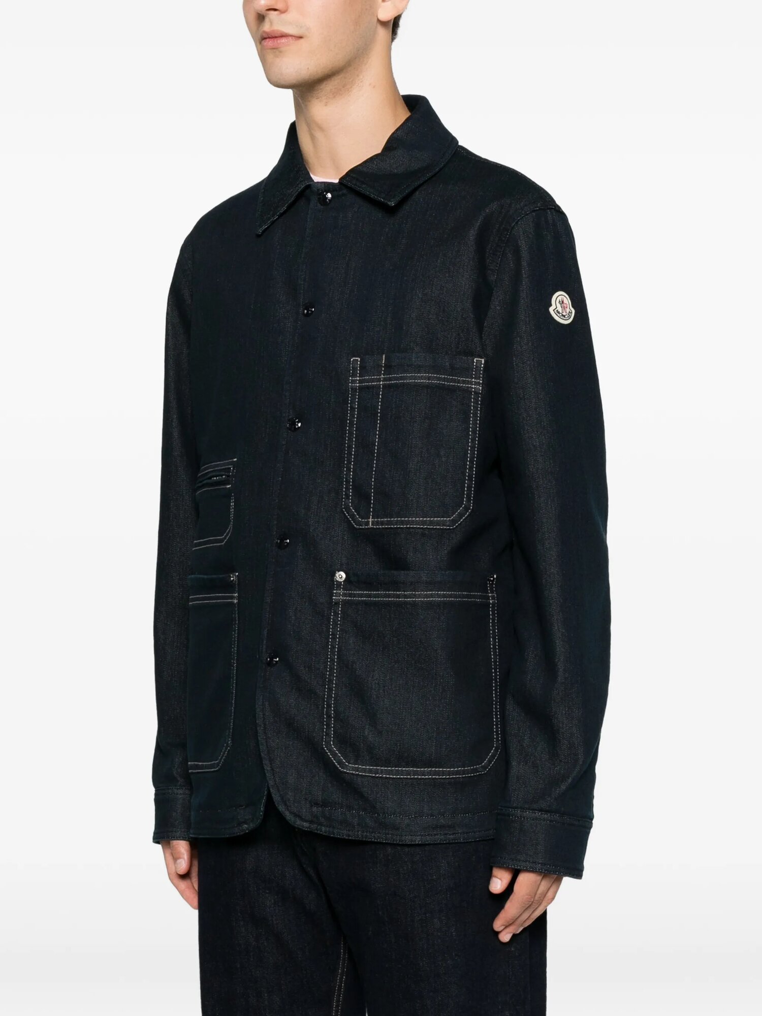 Куртка Moncler Patch-pocket denim jacket, размер 48, blue — фото 1