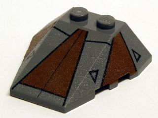 Wedge 4 x 4 Triple with Stud Notches with Sith Nightspeeder Pattern 1, 48933pb008 Dark Bluish Gray U