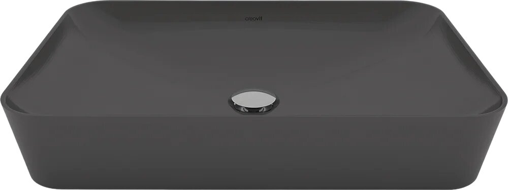 Накладная раковина Creavit Ultra UL060-00AM00E-0000 60 накладная, без отверстия под смеситель, фарфоровая, прямоугольная, раковина для ванной, черная