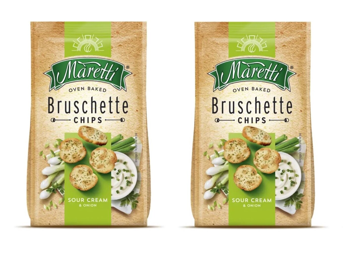 Сухарики пшеничные MARETTI Bruschette со вкусом Сметана и лук, 70 гр - 2 штуки