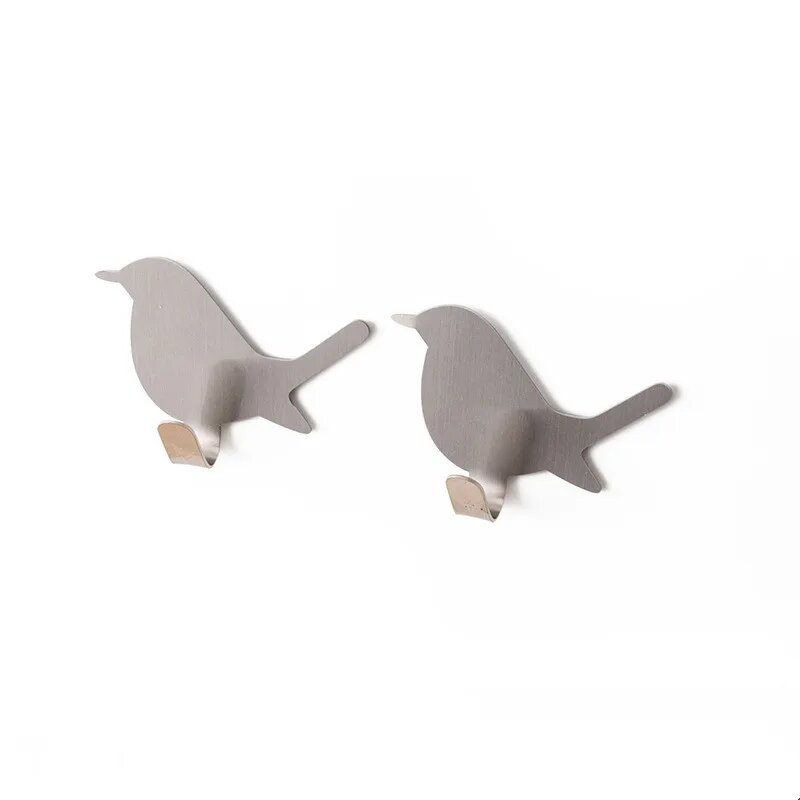 2 шт, самоклеящиеся крючки-кошки и птицы Серый, Bird Silver