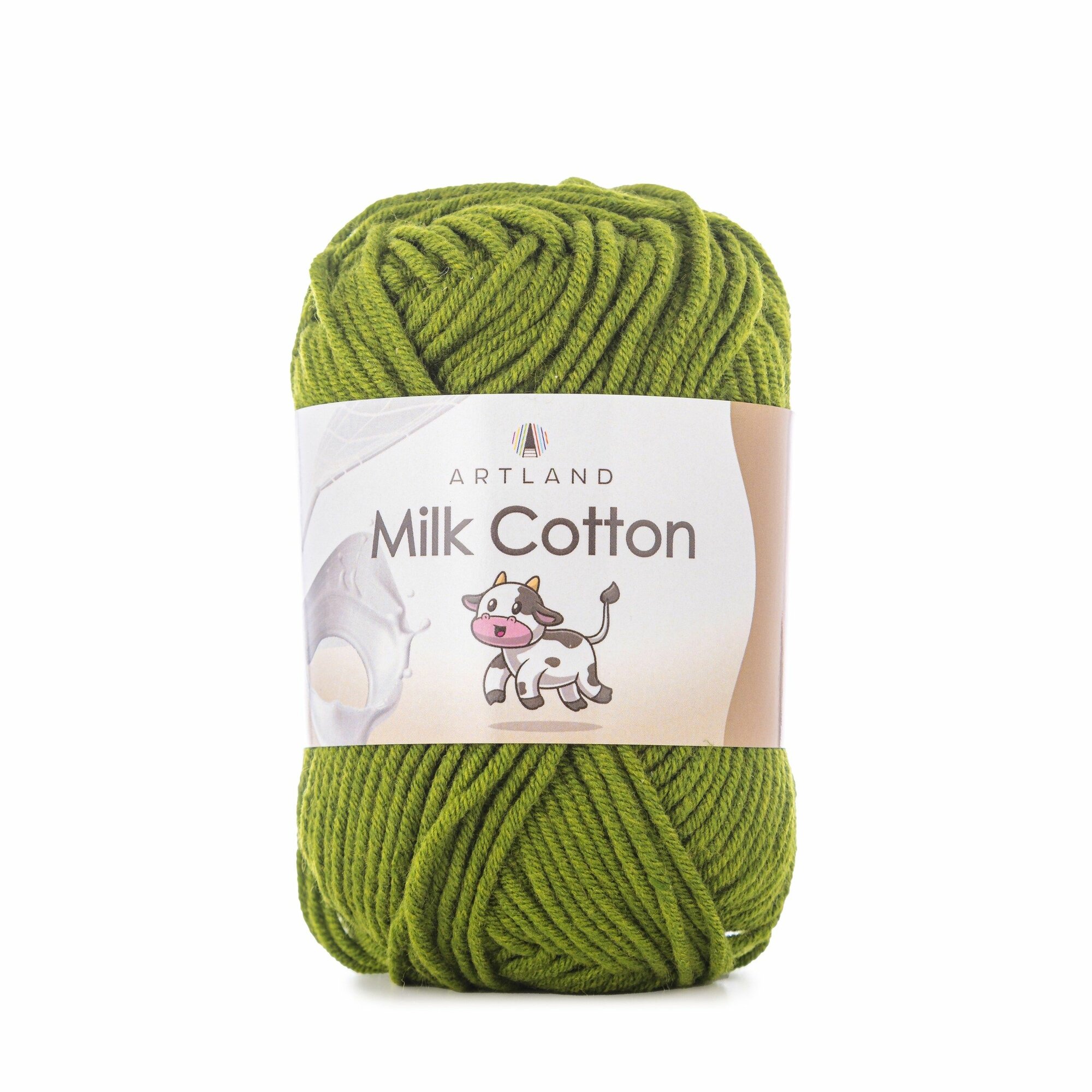 Пряжа для вязания Milk Cotton Artland 2 мотка (100 м, 50 гр), цвет 14 зеленый
