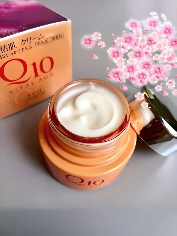 KOSE Антивозрастной лифтинг крем с коэнзимом Q10 и морским коллагеном Cosmeport Q10 Vital Age Cream, 40 г. / Япония