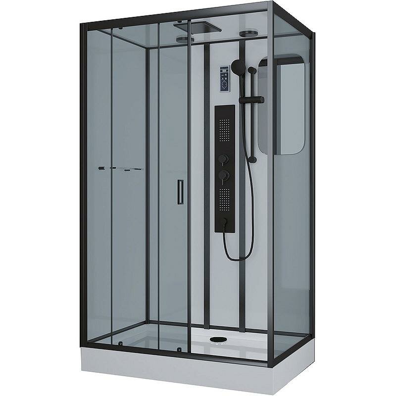 Душевая кабина Niagara Premium 120x80 69120134GQLBLACK черный профиль, с гидромассажом, левая