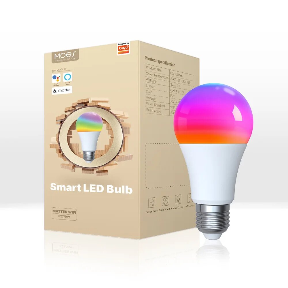 YSRSAI Умная RGB лампа Tuya Matter 16 млн цветов GU10 E27 E14 E27 9W