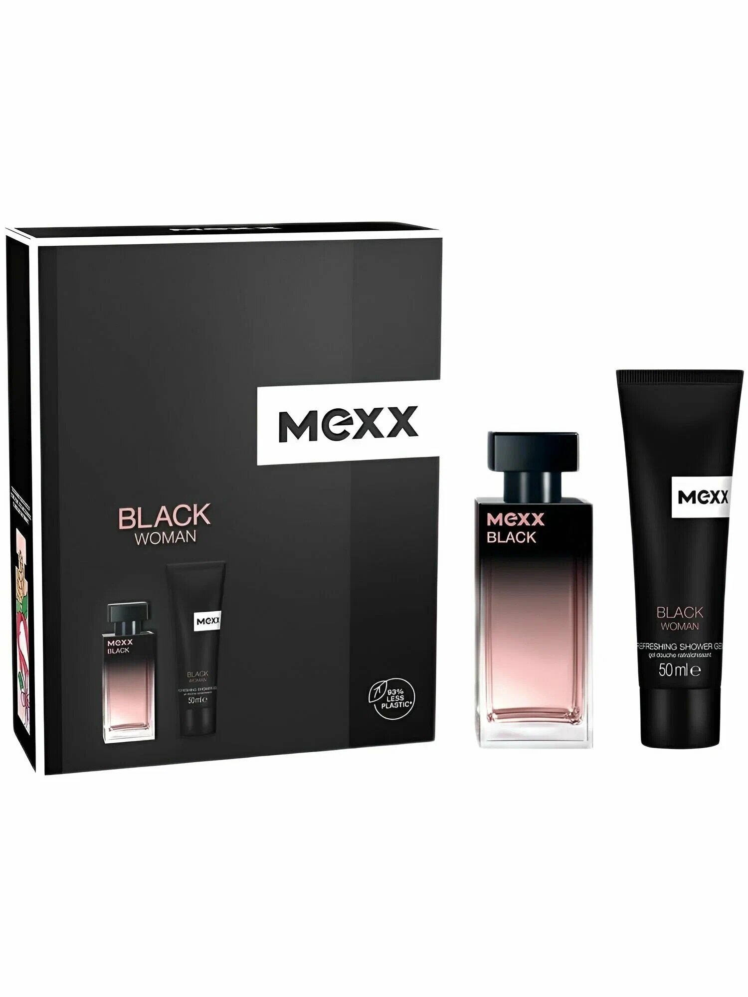 Mexx Black for Her (30 мл туалетная вода + 50 мл гель для душа) подарочный набор для женщин, восточные, цветочные