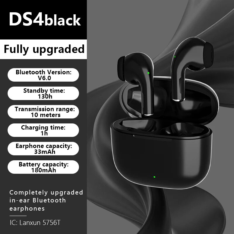 Беспроводные наушники TWS с шумоподавлением Bluetooth 6.0 Черный, black