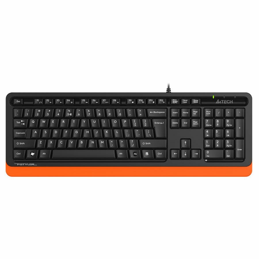 Клавиатура проводная A4Tech Fstyler FKS10, USB, черный/оранжевый